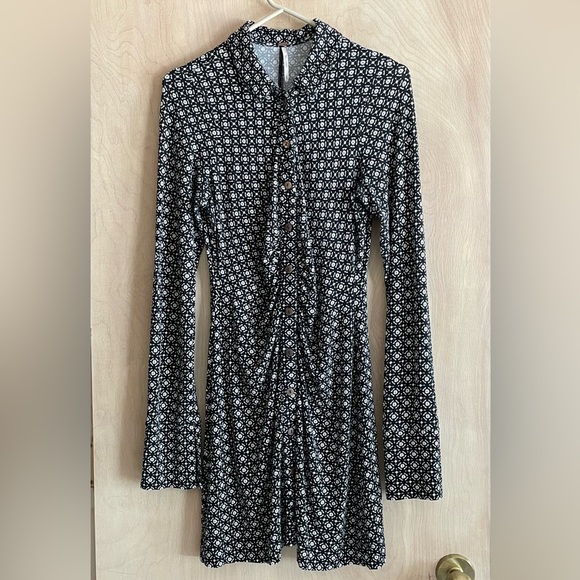 Free People | Dresses | Free People Shayla Mini Dress Black White ...